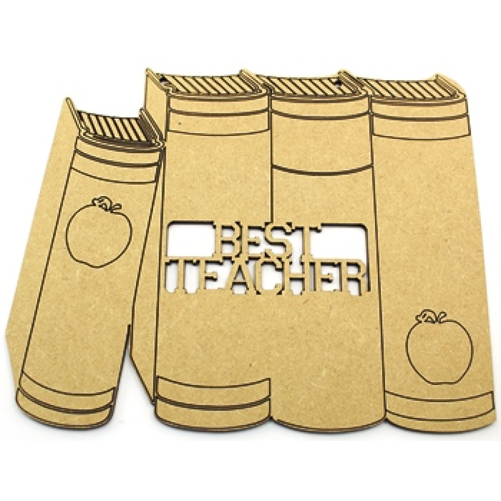 Best Teacher Stack Of Books - Teacher Gift MDF - Lorna Jayne Craft Shapes