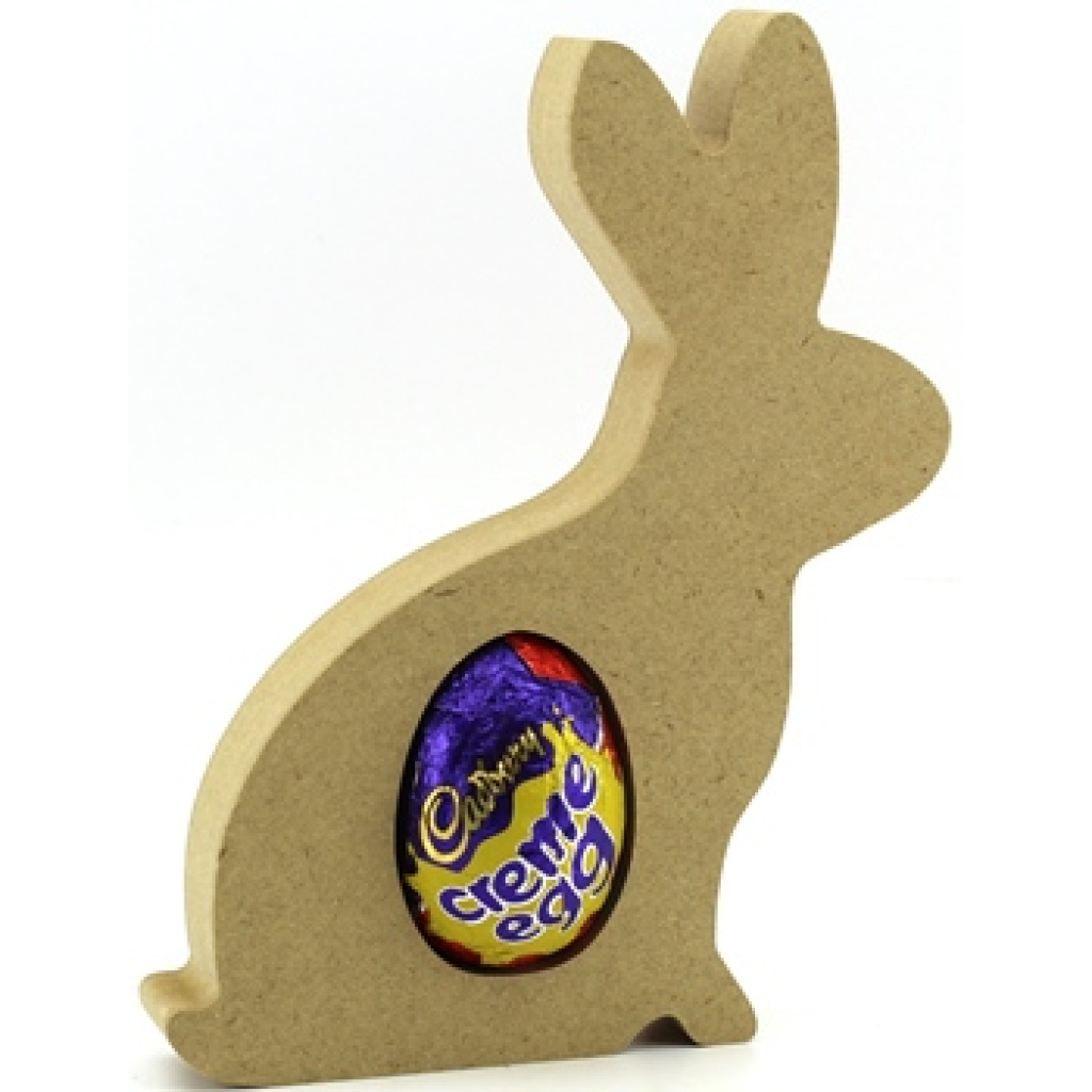 Creme Egg Holder Sitting Bunny Rabbit Freestanding MDF - Lorna Jayne Craft Shapes