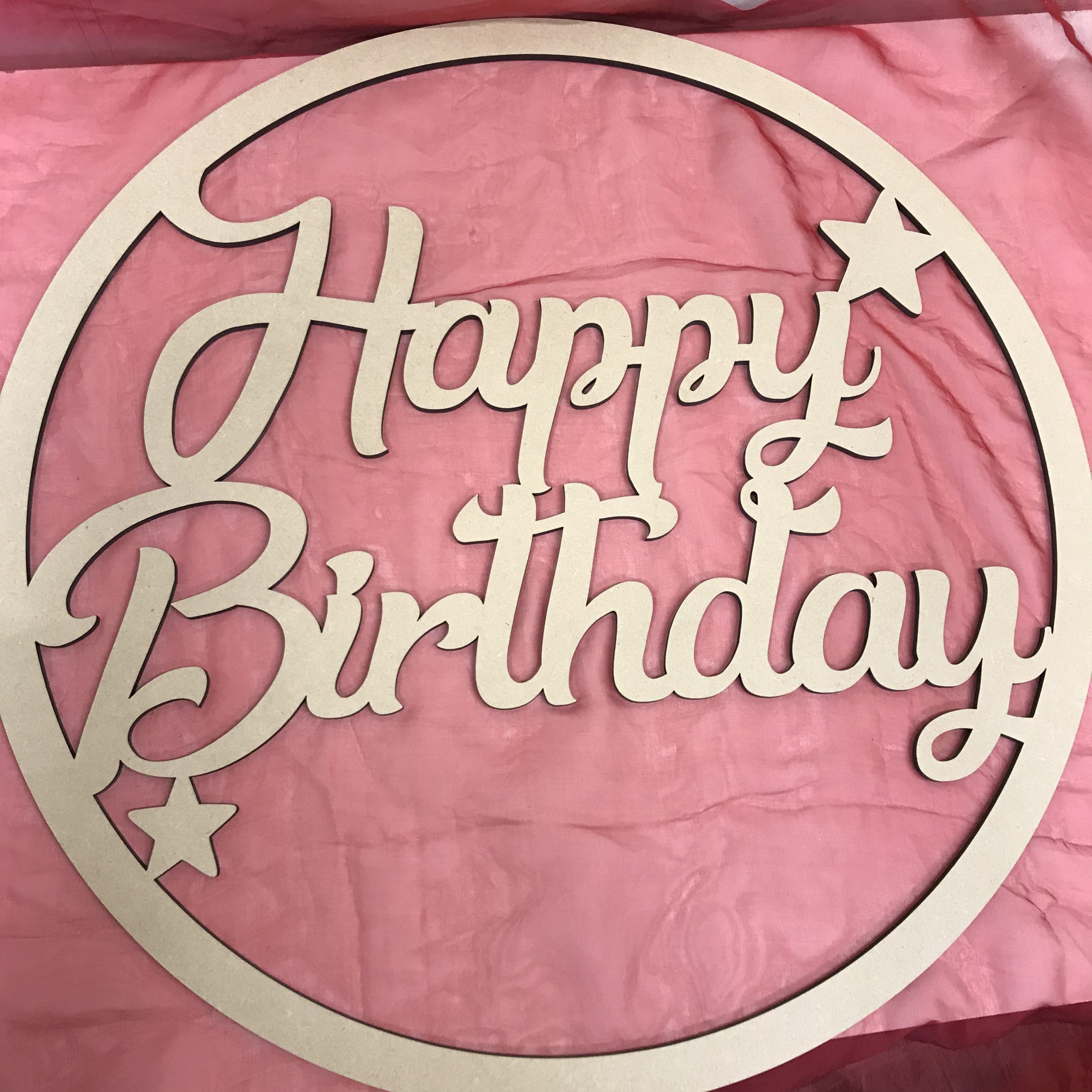 Happy Birthday With Stars MDF Large Hoop Ring - Lorna Jayne